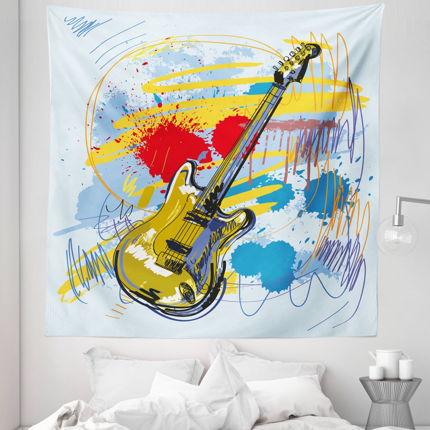 Art Tapestry, Abstract Musical Instrument Expressionist Art Stained and ...