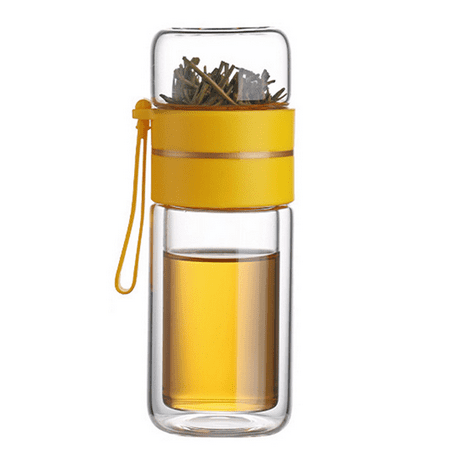 Double Wall Glass Tea Infuser Bottle Tea Tumbler With Infuser Portable ...