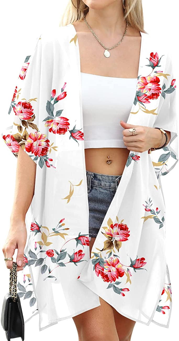 JuneFish Women Beach Kimono Swimsuit Bathing Suit Cover Up Swimwear ...