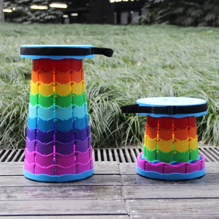 Telescopic Camping Stool Plastic Rainbow Folding Stool Lightweight ...