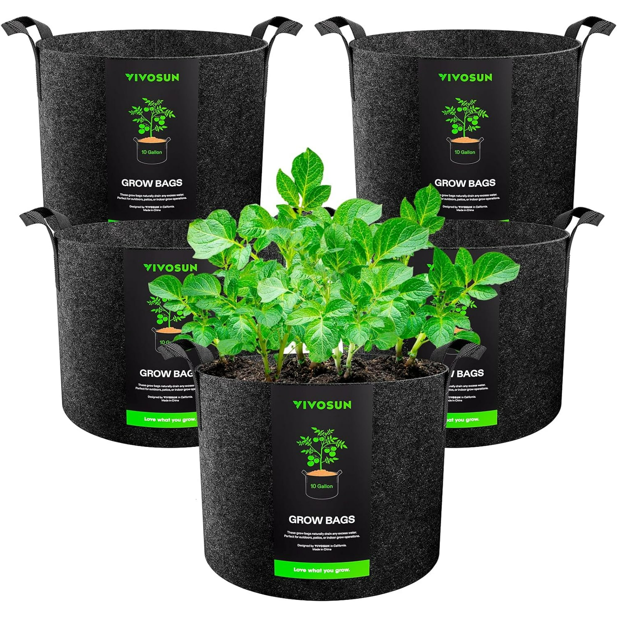 Click here for Siabc-5-Pack 10 Gallon Grow Bags Heavy Duty 300g T... prices