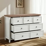 HIUU Beige Vintage Dresser with 7 Drawers for Bedroom - Storage Closet ...