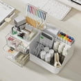 Desktop Storage Box - 10.83 x 5.91 x 4.92 Inch Plastic Organizer, Multi ...