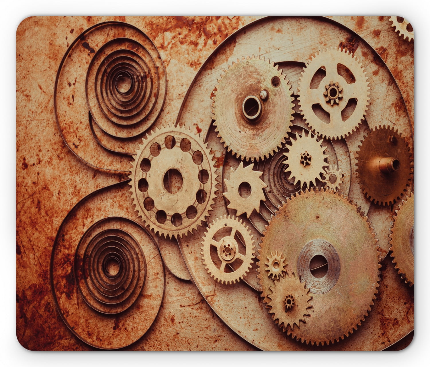 Vintage Mouse Pad, Mechanical Clocks Details Old Rusty Look Backdrop ...