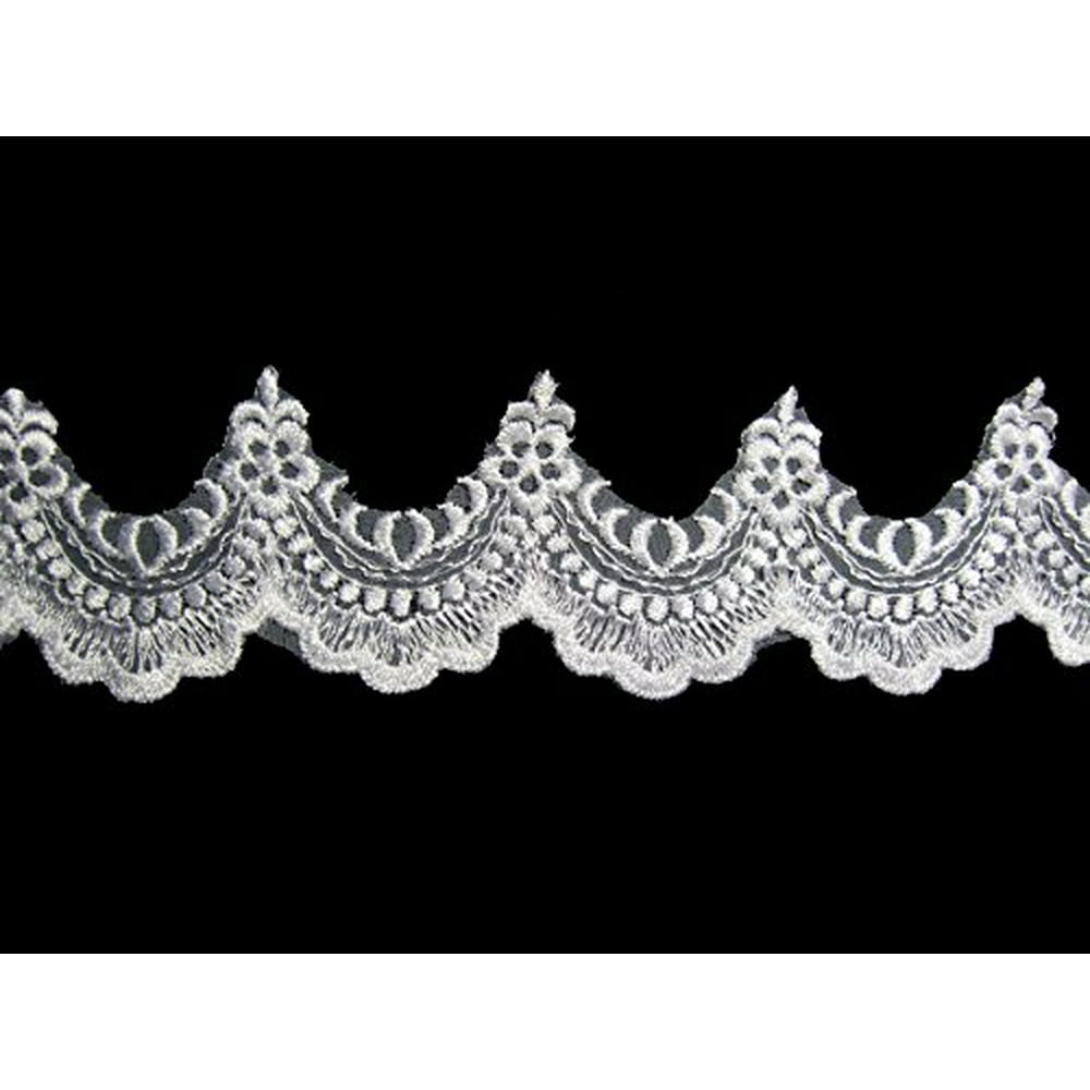 Altotux 2.5" White Embroidered Scalloped Sheer Organza Lace Trim By 2 ...