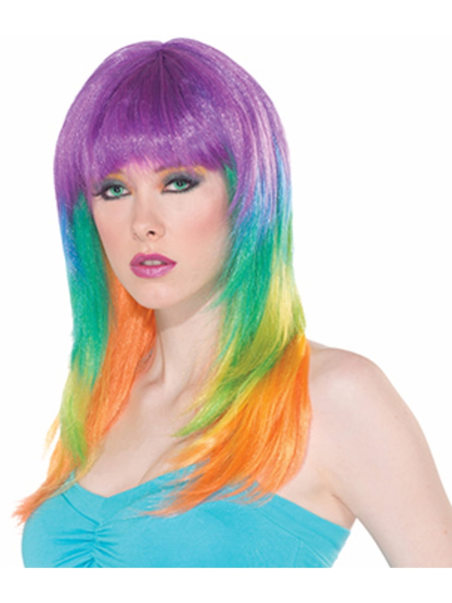 Forum Novelties Womens Club Candy Long Straight Rainbow Prism Costume ...
