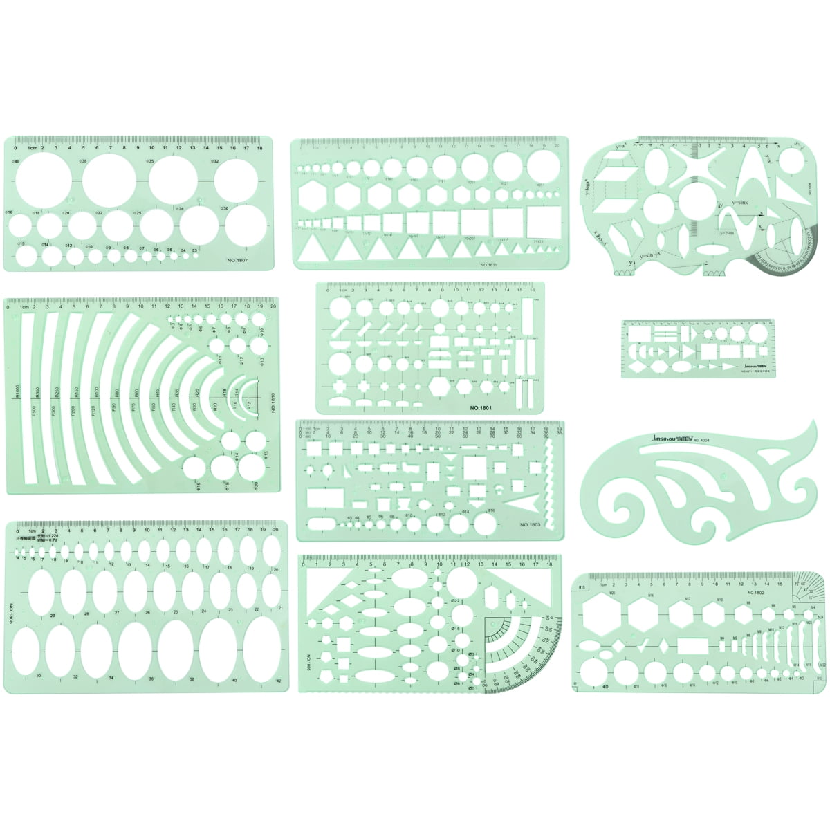 11 Pcs Green Transparent Expanded House Plan Template Measuring ...