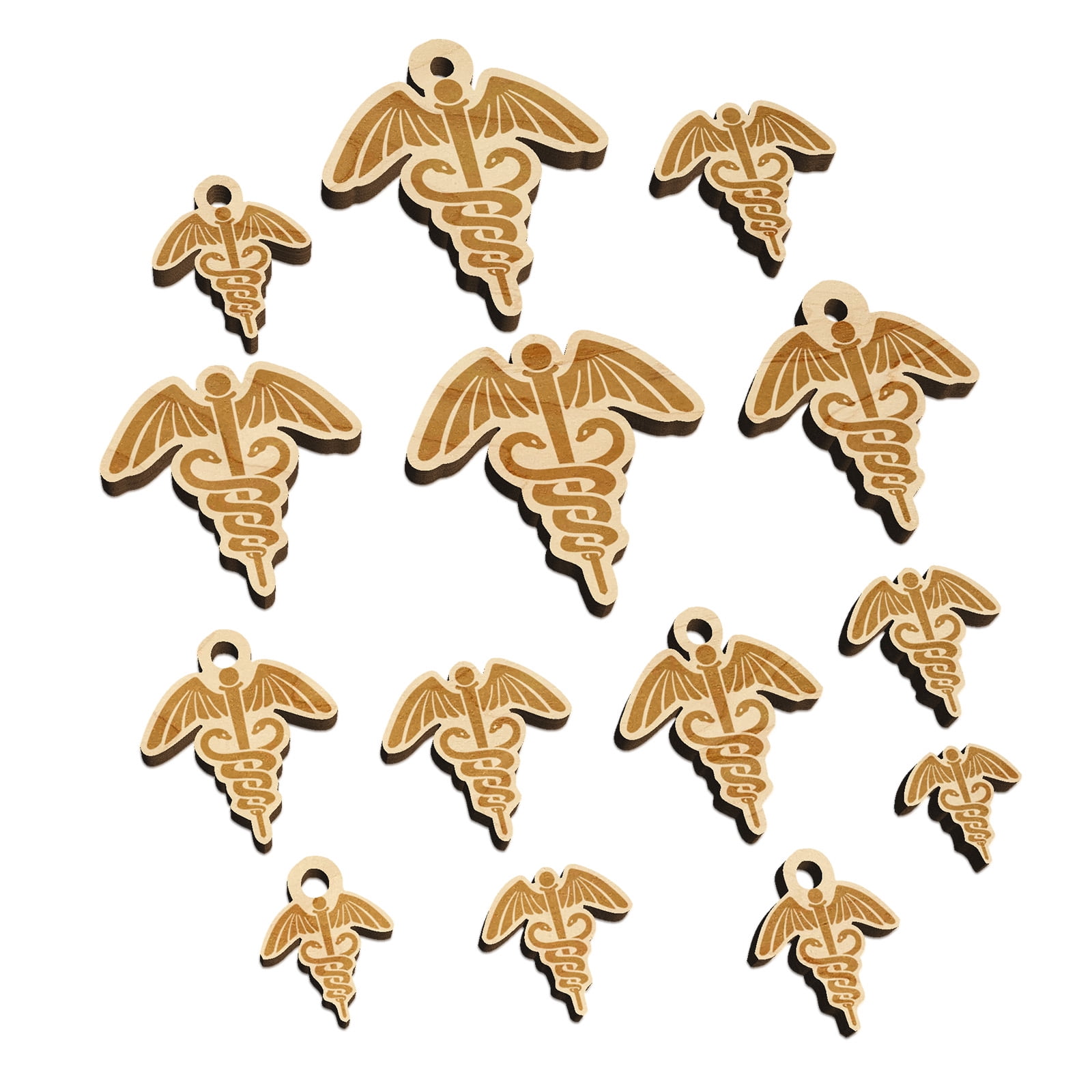 Caduceus Health Medical Symbol Wood Mini Charms Shapes DIY Craft ...