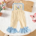 felwors Toddler Girl Outfit Bunny Overalls Plaid Ruffle Bell-Bottom ...