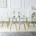 Holaki 63 inch Rectangle Glass Dining Table Set for 6, Tempered Glass ...
