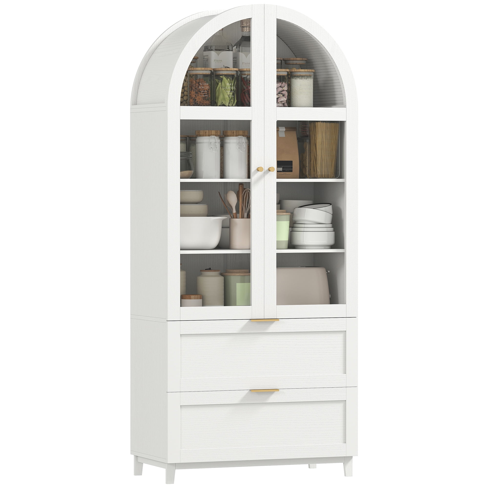 Click here for Homcom Arched Kitchen Pantry Cabinet  71 Tall Kitc... prices