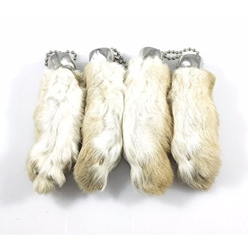 Rabbit Rabbits Foot Keychain Natural Snow White 4 Pcs - Walmart.com