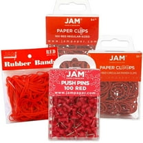 JAM Paper Desk Set 1 Rubber Bands, 1 Staples, 1 Binder Clips & 1 Paper ...