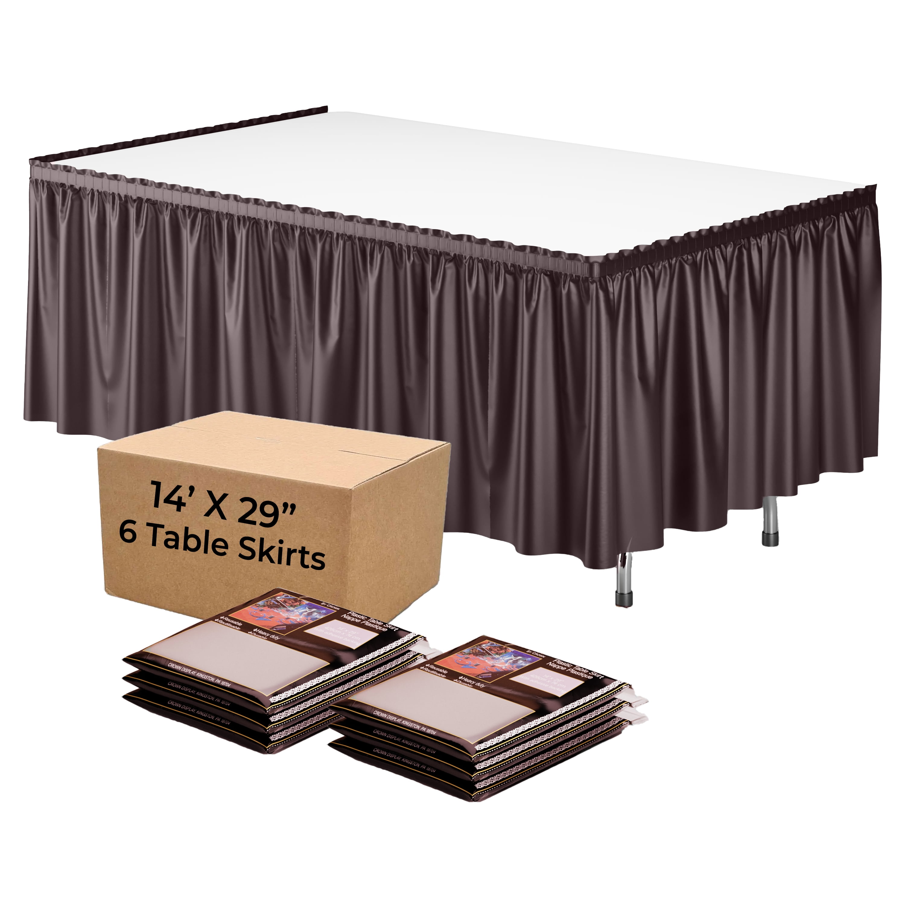 Exquisite 14 Ft. Brown Plastic Table Skirt - 6 Count - Walmart.com
