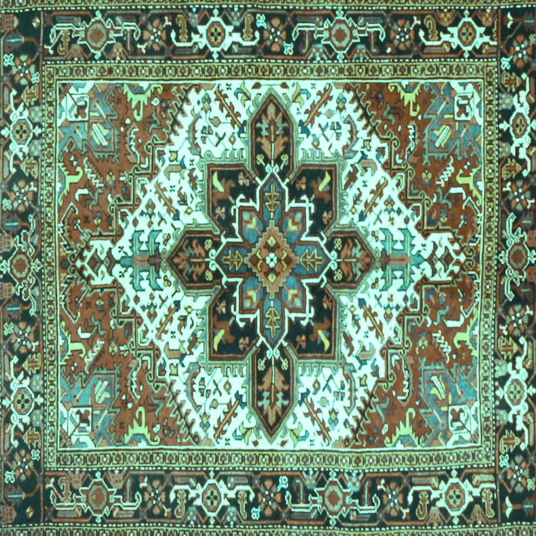 Ahgly Company Indoor Square Persian Turquoise Blue Traditional Area ...