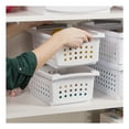 Sterilite Small Stacking Basket 2 Pack, Space Saving Organizers, White, Plastic Storage Bins ...