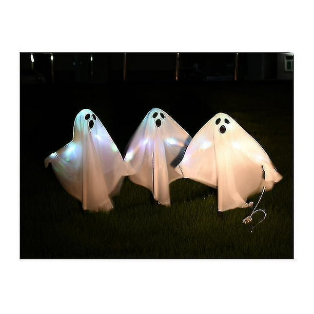 3 Pieces Ghost Hanging Decoration Halloween Light Up Ghost Fabric ...