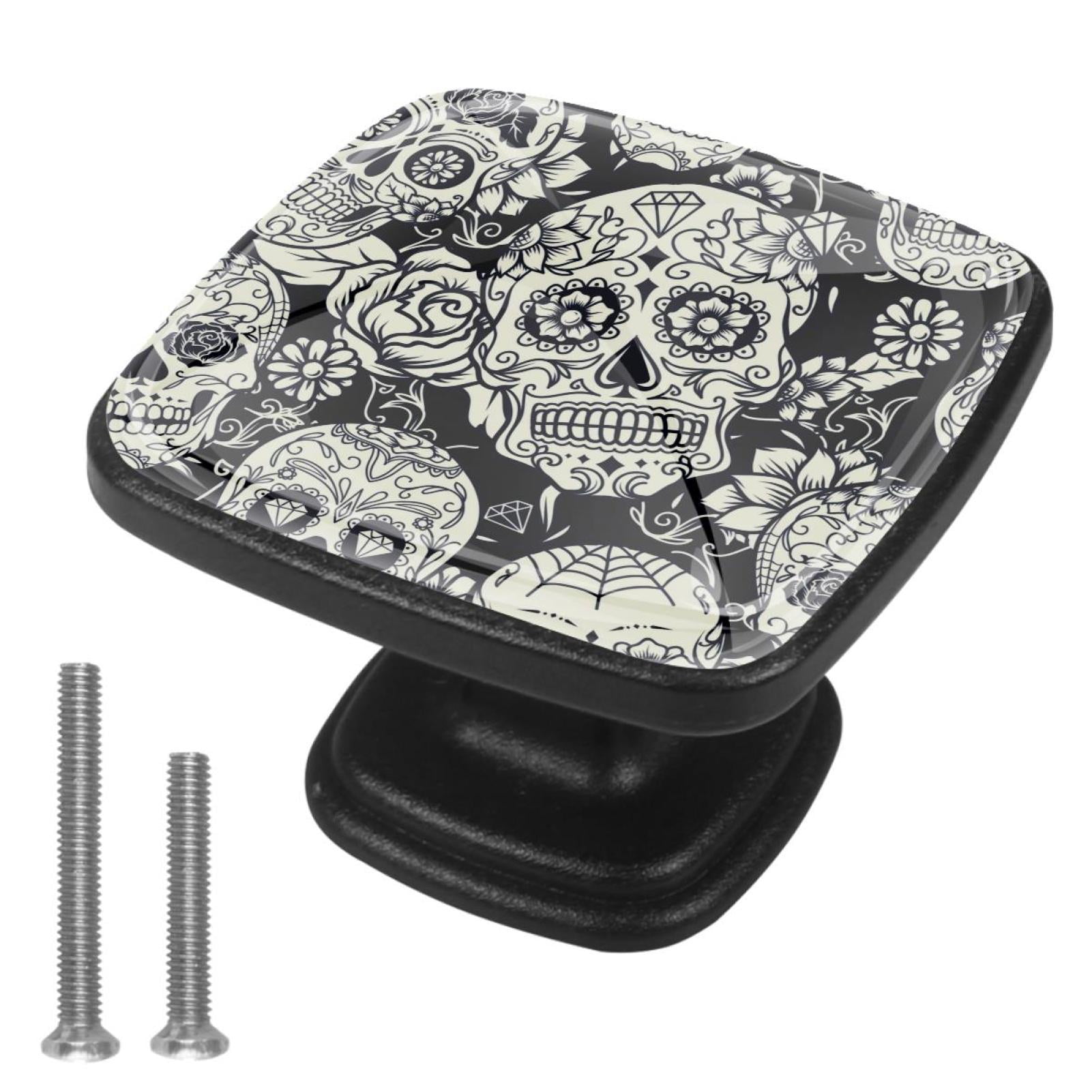 4 Pcs Cabinet Handle Drawer Pulls Skull Knobs with Screws Square ...