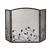Panacea 32 x 50 Inch 3 Panel Steel Fireplace Screen, Natural Brown/Oak ...