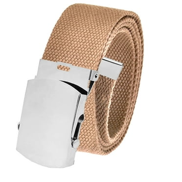 Hold’Em Military Canvas Webbing Belts for MEN’S–Polished Silver Slider ...