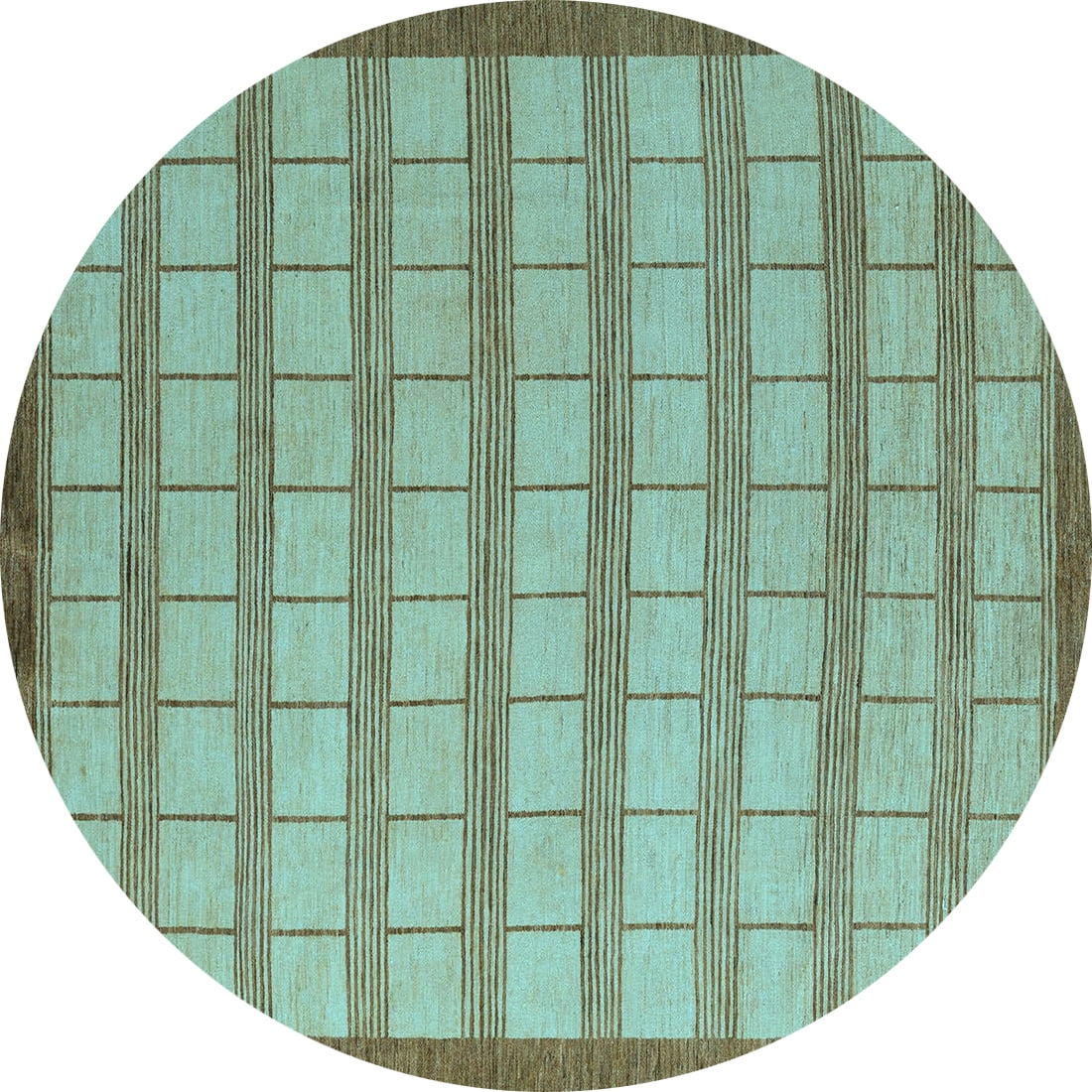 Ahgly Company Indoor Round Checkered Light Blue Modern Area Rugs, 5 ...