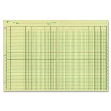 Adams 6-Ring Ledger Binder Refill Sheets, 5x8.5, Green/White, 100 ...