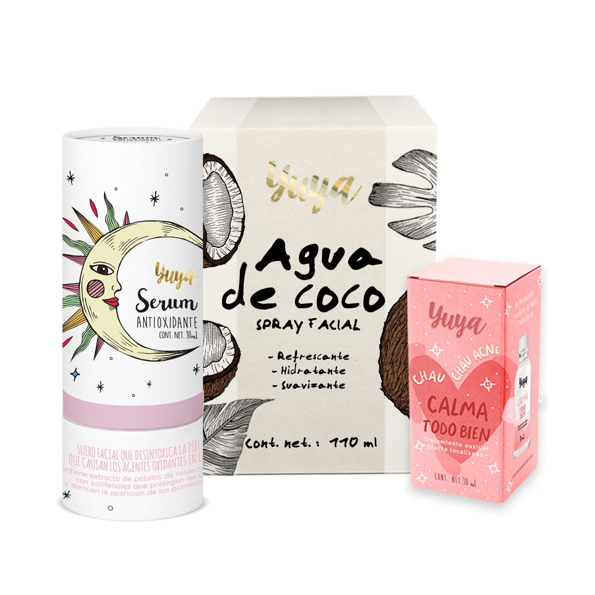 Yuya - Set Agua de coco hidratante + Suero Anti Oxidante + Tratamiento ...