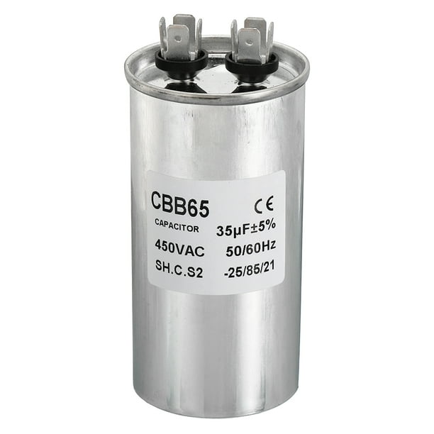 Uxcell CBB65 35uF Run Capacitor,35mfd 1Pcs AC 450V Aluminum Case with 2 Terminal - Walmart.com
