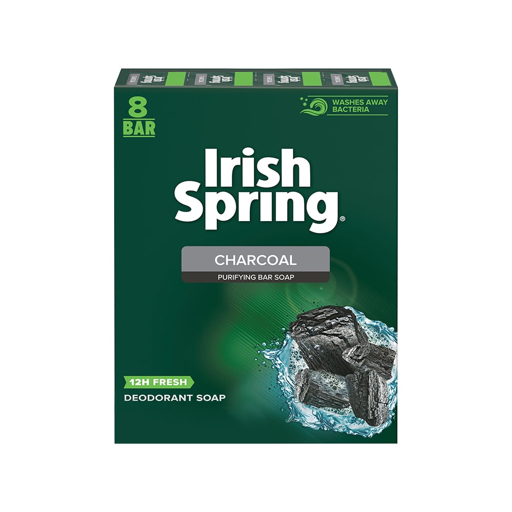 Irish Spring Charcoal Fresh Deodorant Bar Soap for Men, 3.7 oz, 8 Pack ...