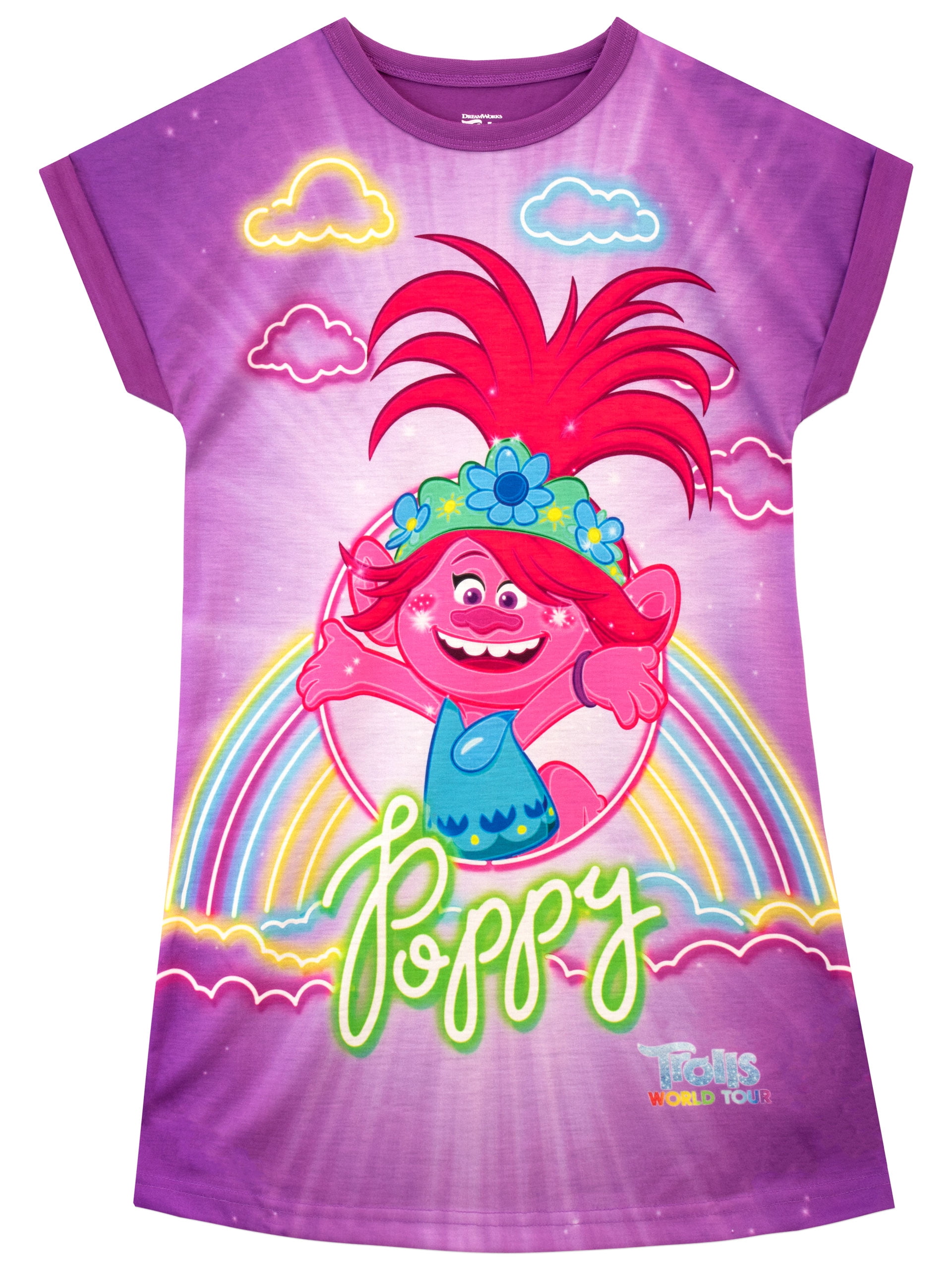 DreamWorks Girls Trolls Nightdress Purple Sizes 4-10 - Walmart.com