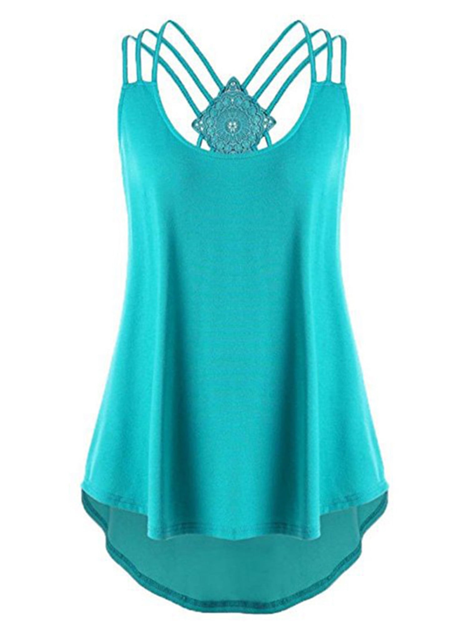 Sexy Dance Womens Summer Vest Tank Top High Low Hem Pleated Cami