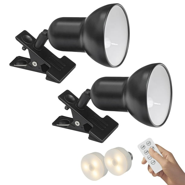 Kiven Battery Operated Clip on Spotlight with Remote, Set of 2 Dimmable ...