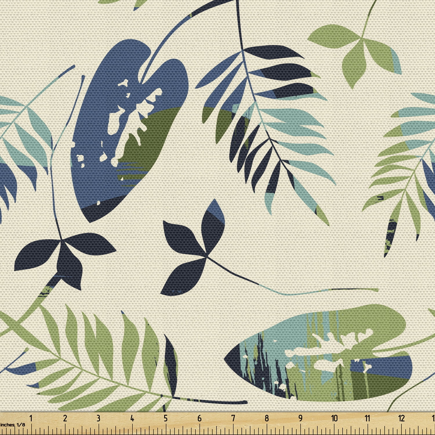 Botanical Fabric by the Yard, Spring Leaves Exotic Foliage Houseplants ...