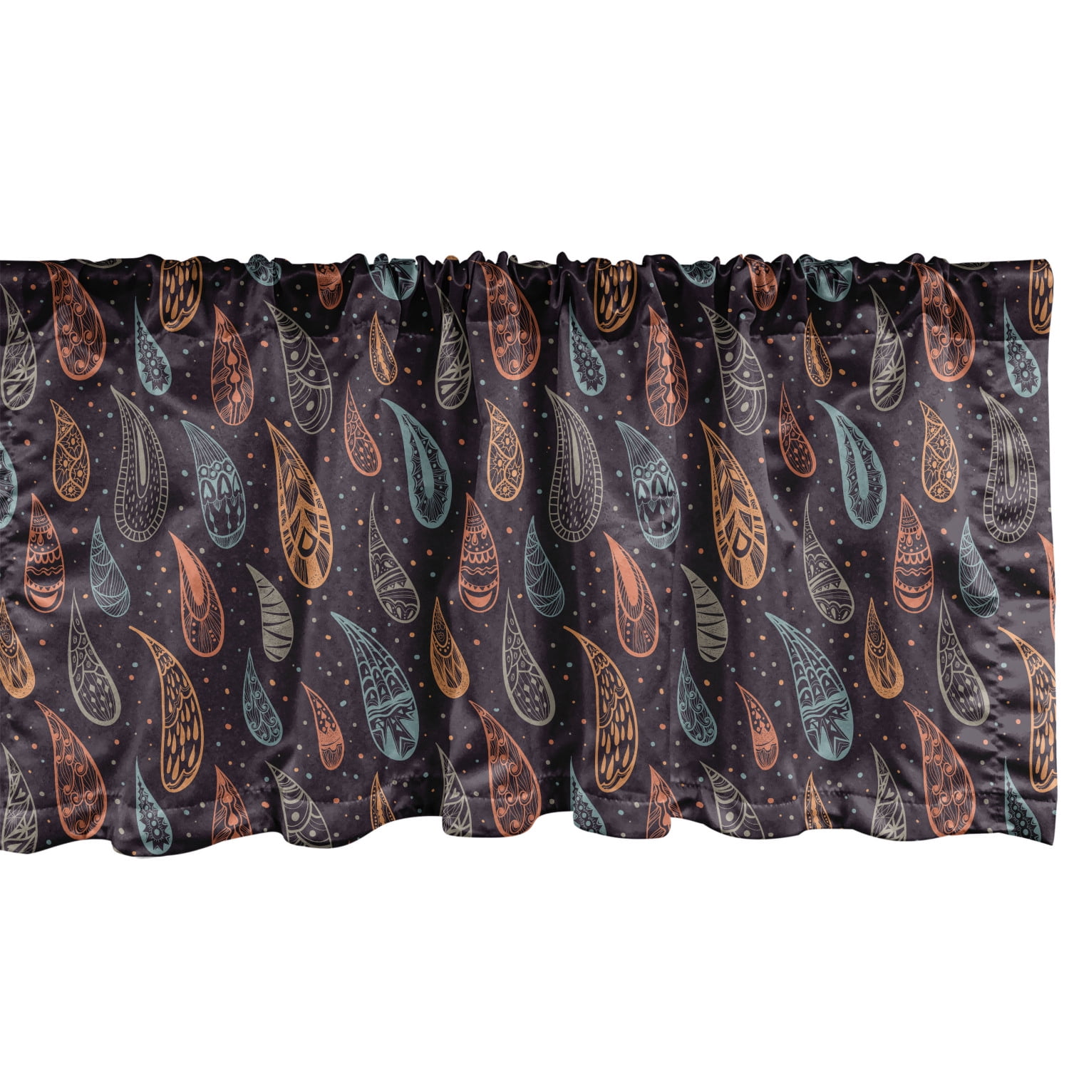 African Window Valance Pack of 2, Ethnic Traditional Paisley Like ...
