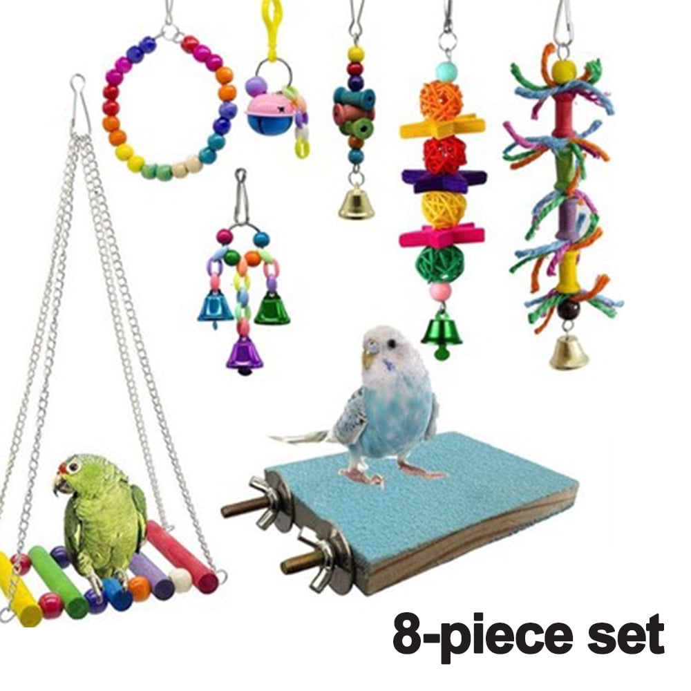Click here for Zdew 8pcs Bird Parrot Toys  Natural Wood Bird Swin... prices
