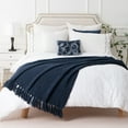 Battilo Navy Blue Knit Throw Blanket 50x60 inches Cozy Warm Couch Decor ...