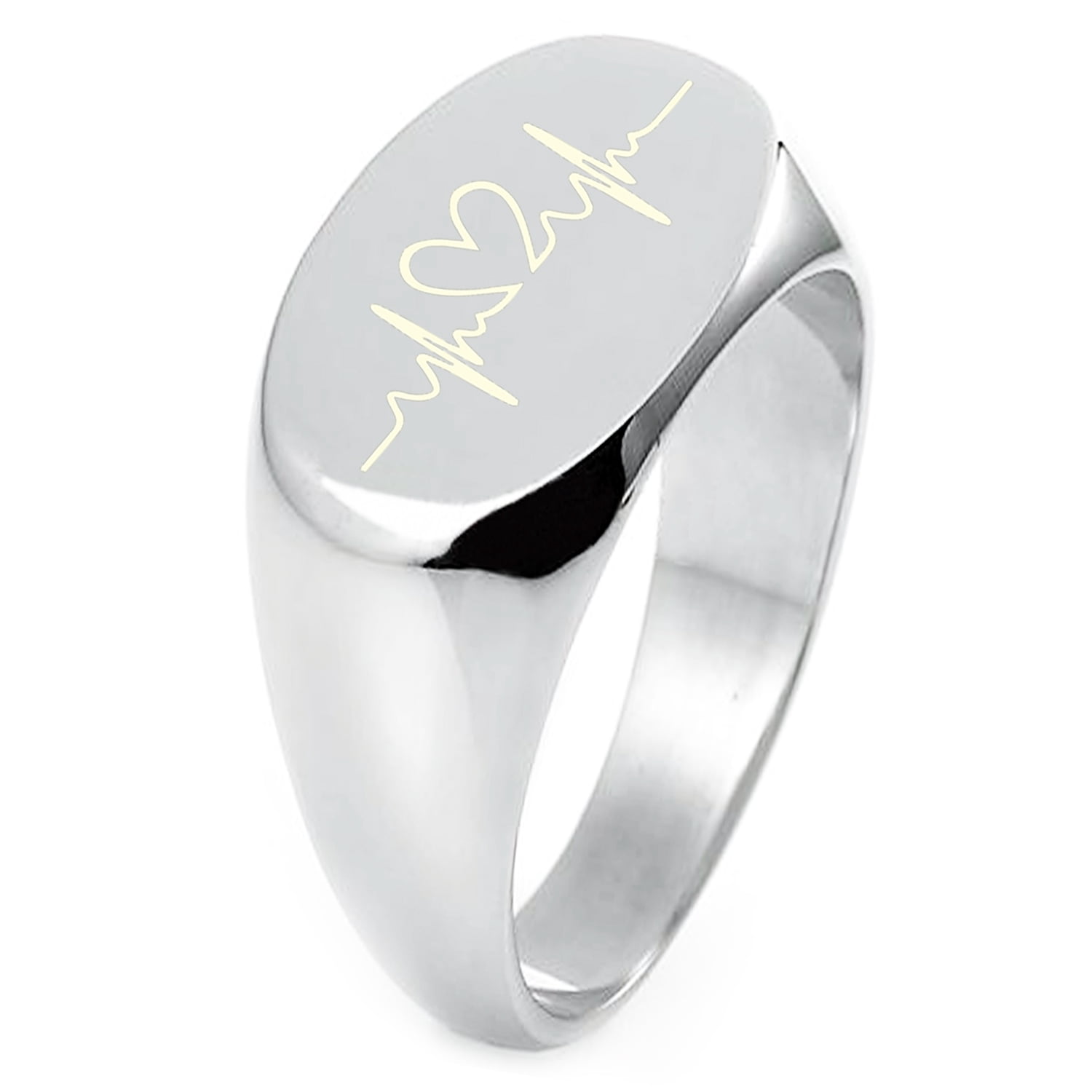 Sterling Silver Love Heart Lifeline Engraved Oval Flat Top Polished ...