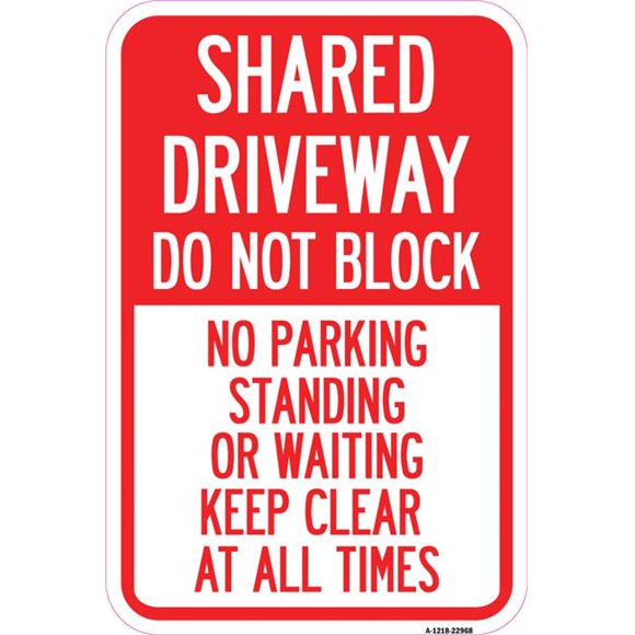 No Blocking Driveway Sign