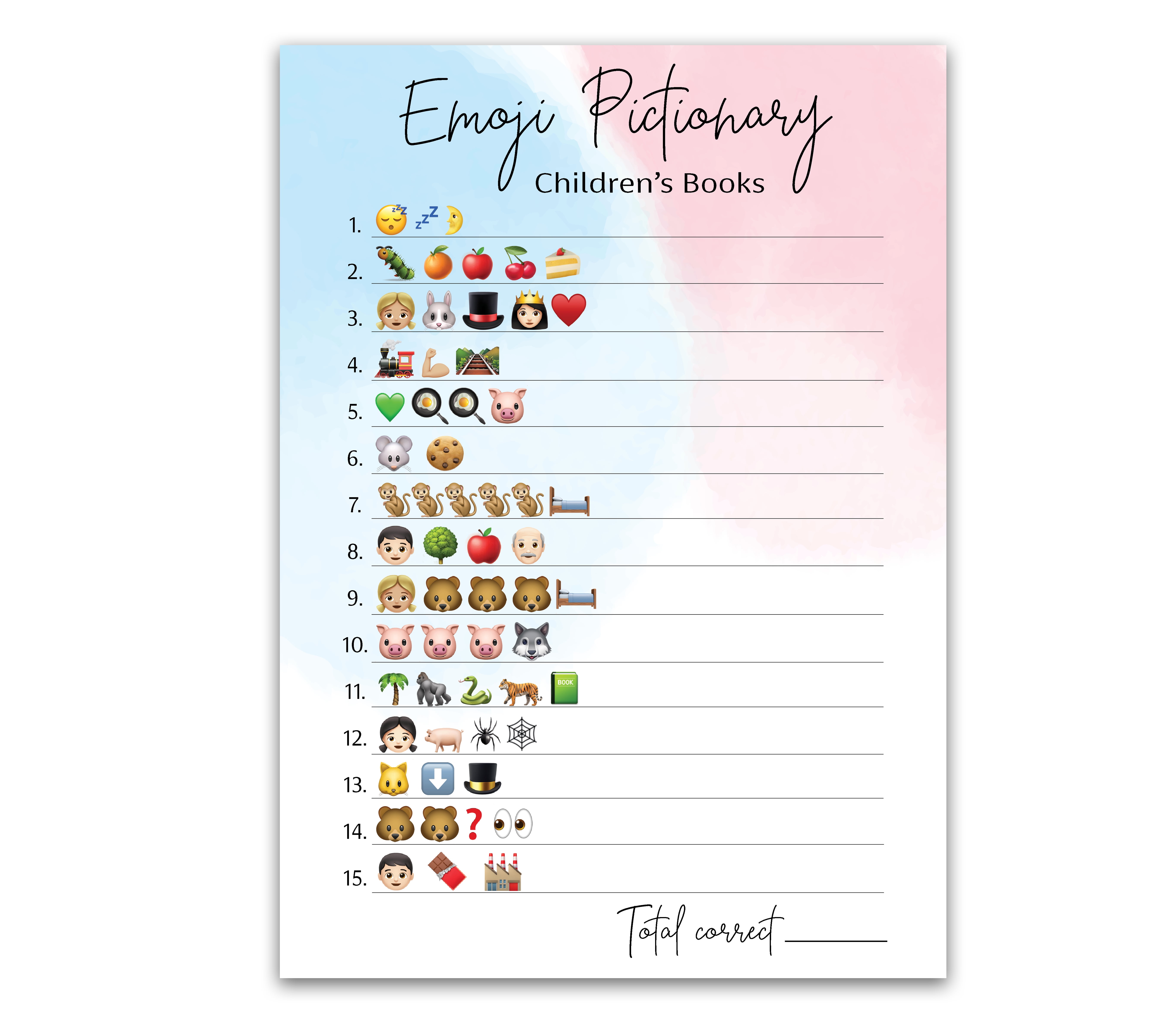 GENDER REVEAL Party Game — Pack of 25 — Minimalist EMOJI Pictionary ...