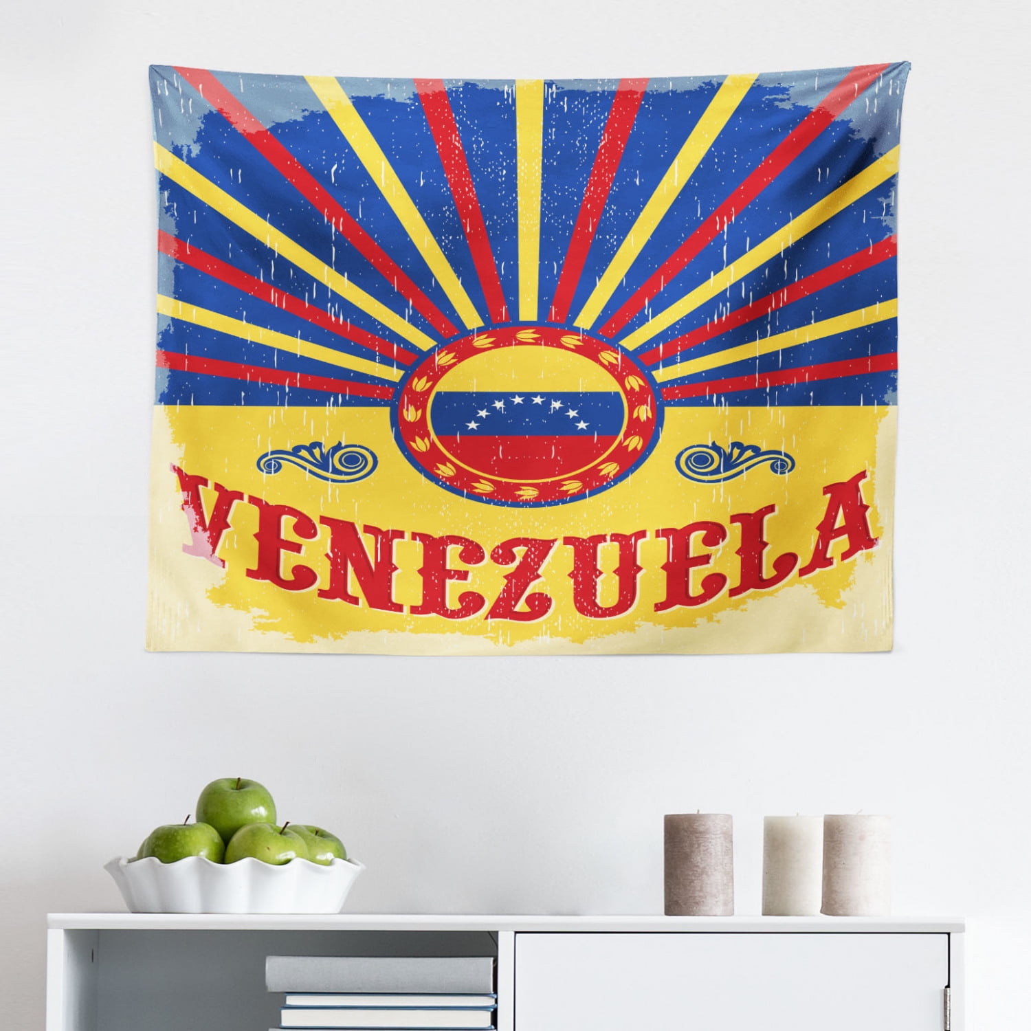 Venezuela Tapestry, Vintage Old Design Poster Flag Layout in Vibrant ...