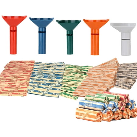 Coin Counters & Coin Sorters Tubes Bundle of 5 Color-Coded Coin Tubes ...