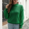 Womens Trendy High Neck Sweaters Solid Waffle Knitted Sweaters Vintage ...