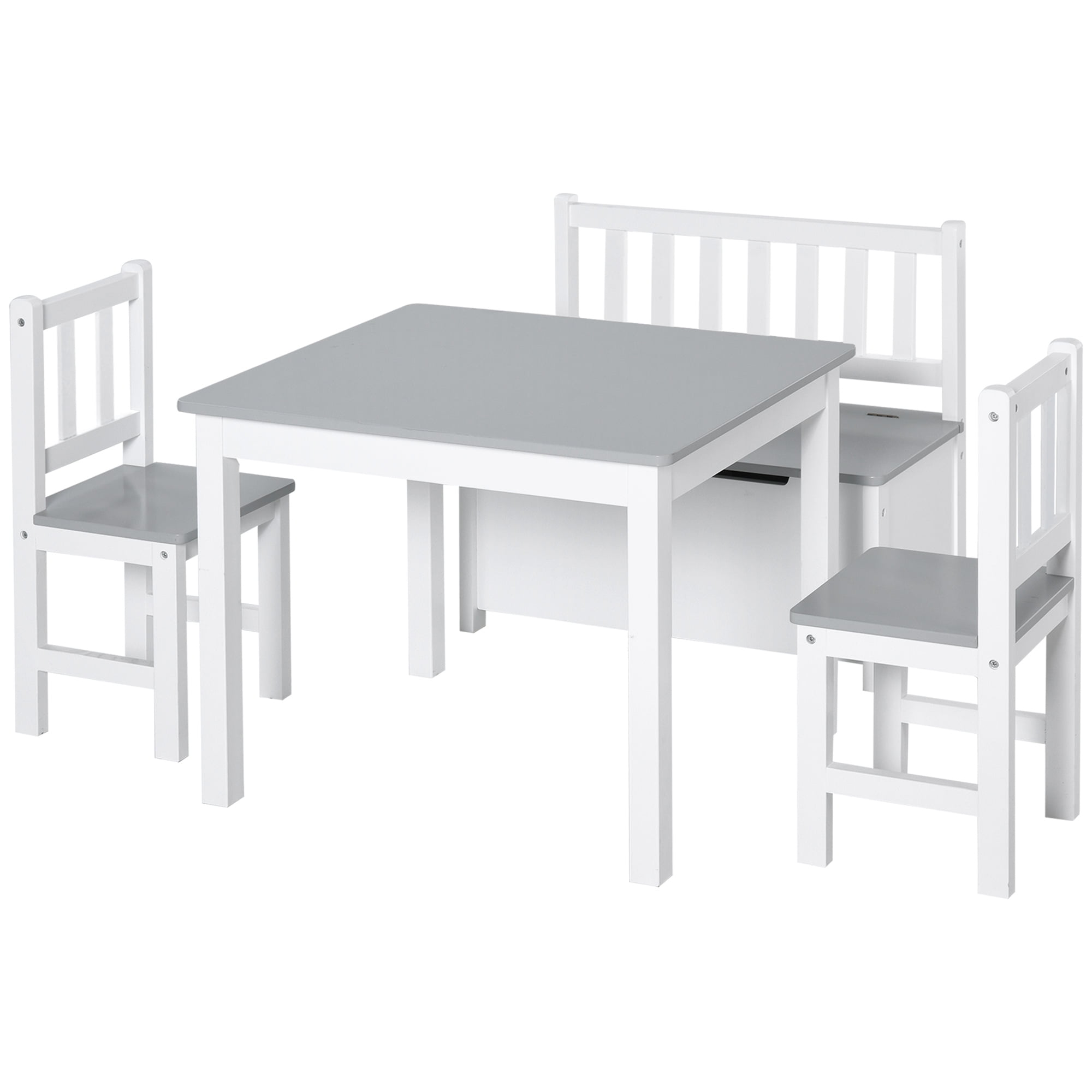 Click here for Qaba 4-Piece Set Kids Wood Table Chair Bench With... prices