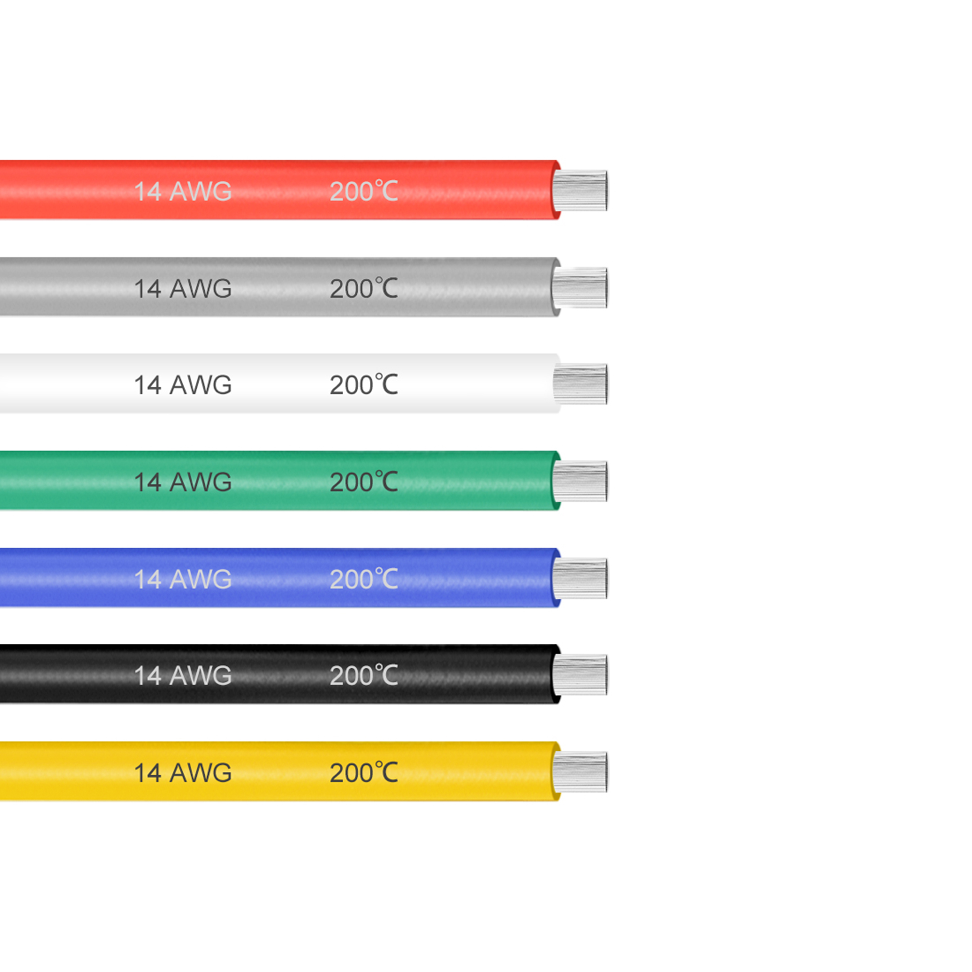 Silicone Wire 14 Gauge Electric Wire Stranded Copper Wire 3 ft 7 Colors ...