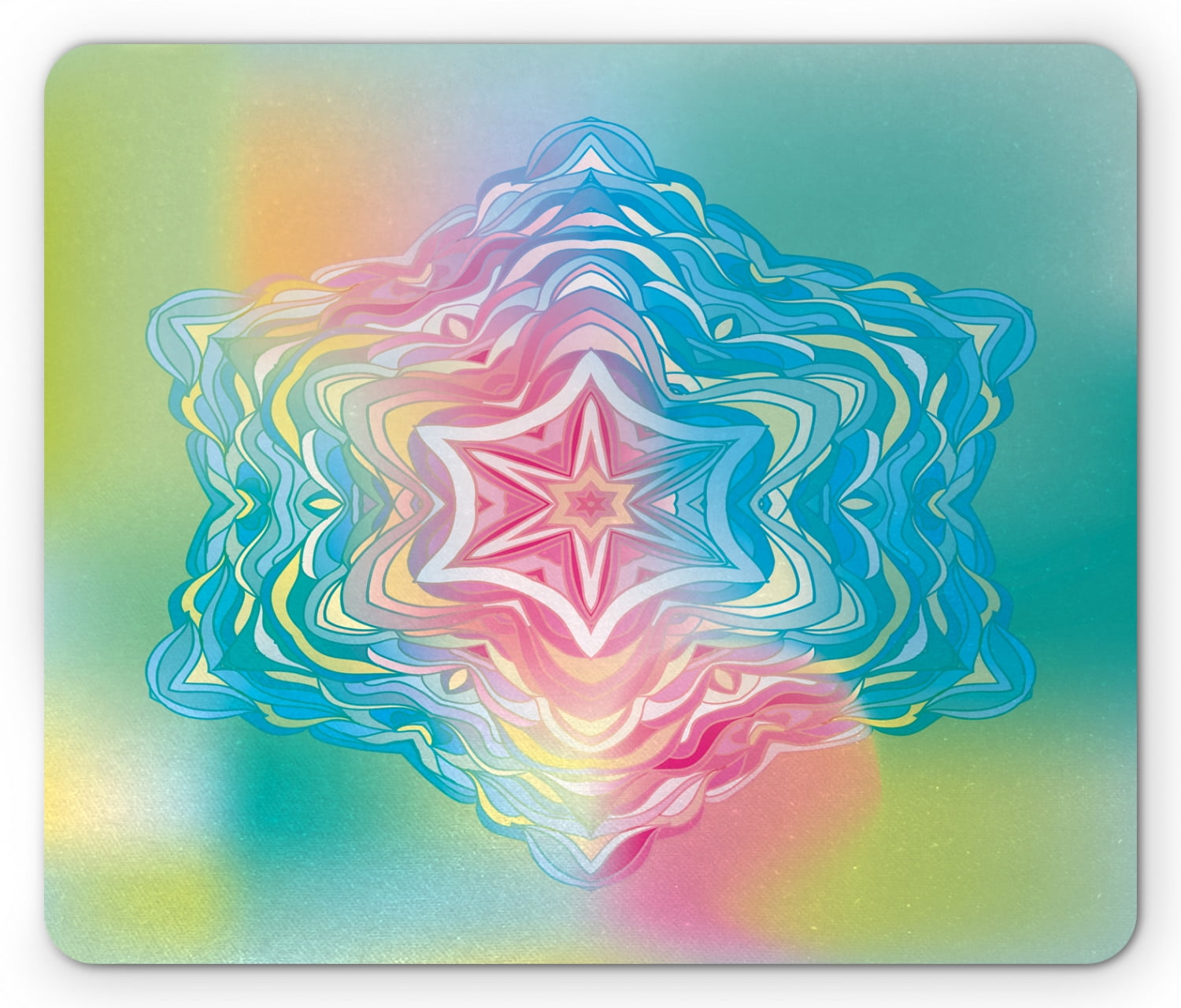 Mandala Mouse Pad, Psychedelic Liquid Design Digital Floral in Soft ...