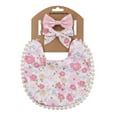 OAVQHLG3B Baby Girls Plaid Print Bibs Set Cute Linen Cotton Double ...