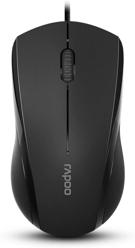 Rapoo 3-Button Silent Wired Mouse, 1000DPI Optical Mouse, Quiet Button ...