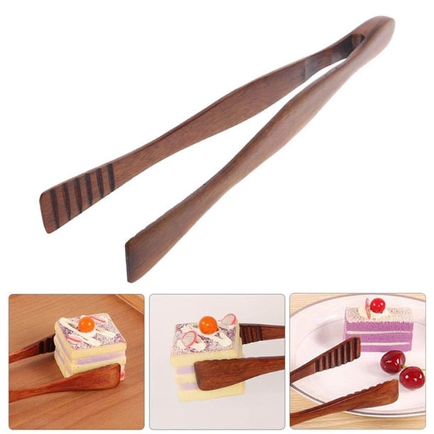 facefd Wood Food Tongs Barbecue Steak Tongs Bread Dessert Pastry Clip ...