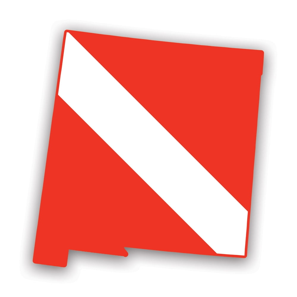 New Mexico State Shaped Diver Down Flag Sticker Decal - Self Adhesive Vinyl - Weatherproof ...