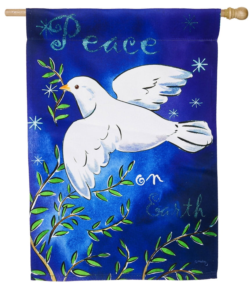 Evergreen Peace on Earth Dove Suede House Flag, 29 x 43 inches ...